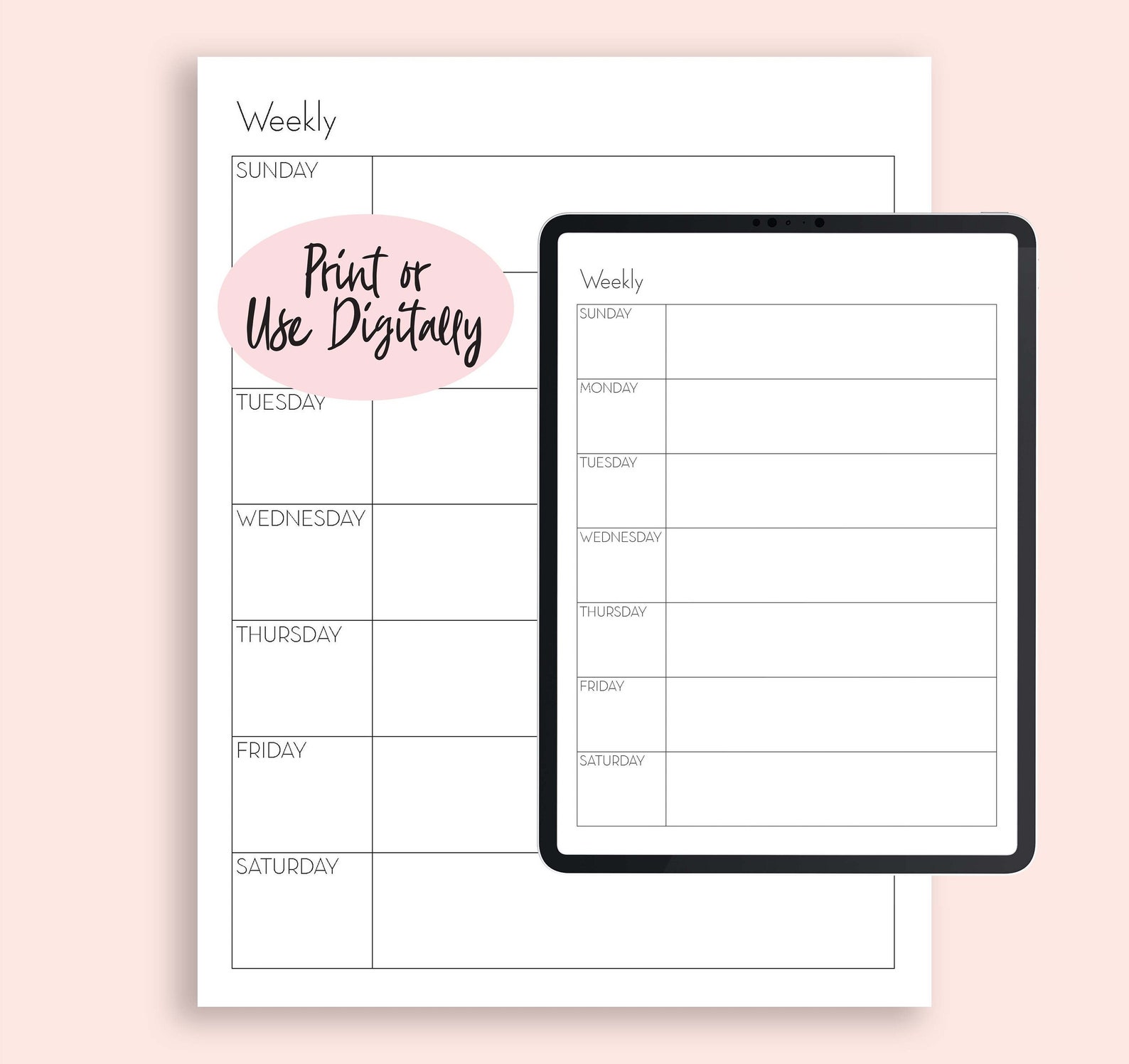 Weekly Schedule Template Daily Log Week Plan Printable PDF | Etsy