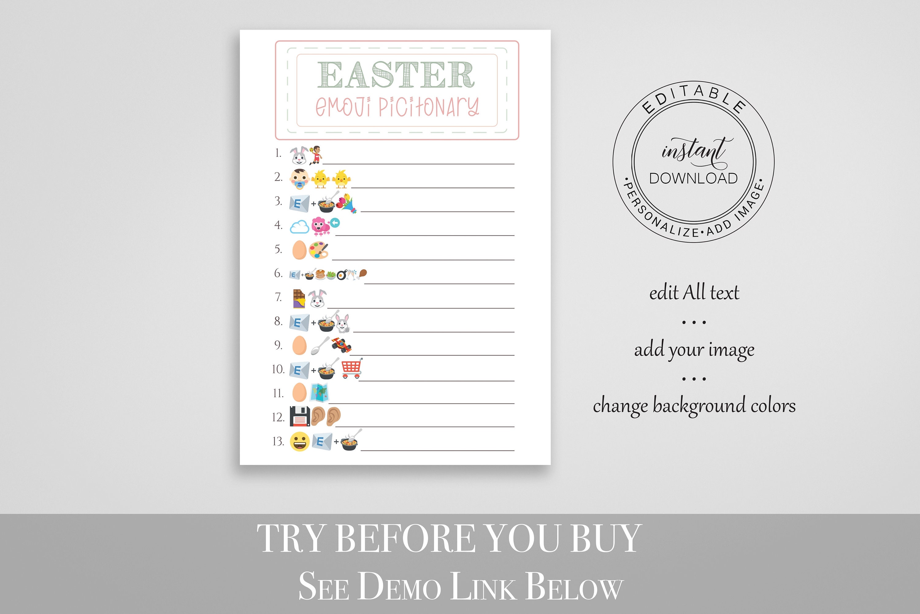 Easter Party Game Emoji Pictionary Zoom School Party Family | Etsy