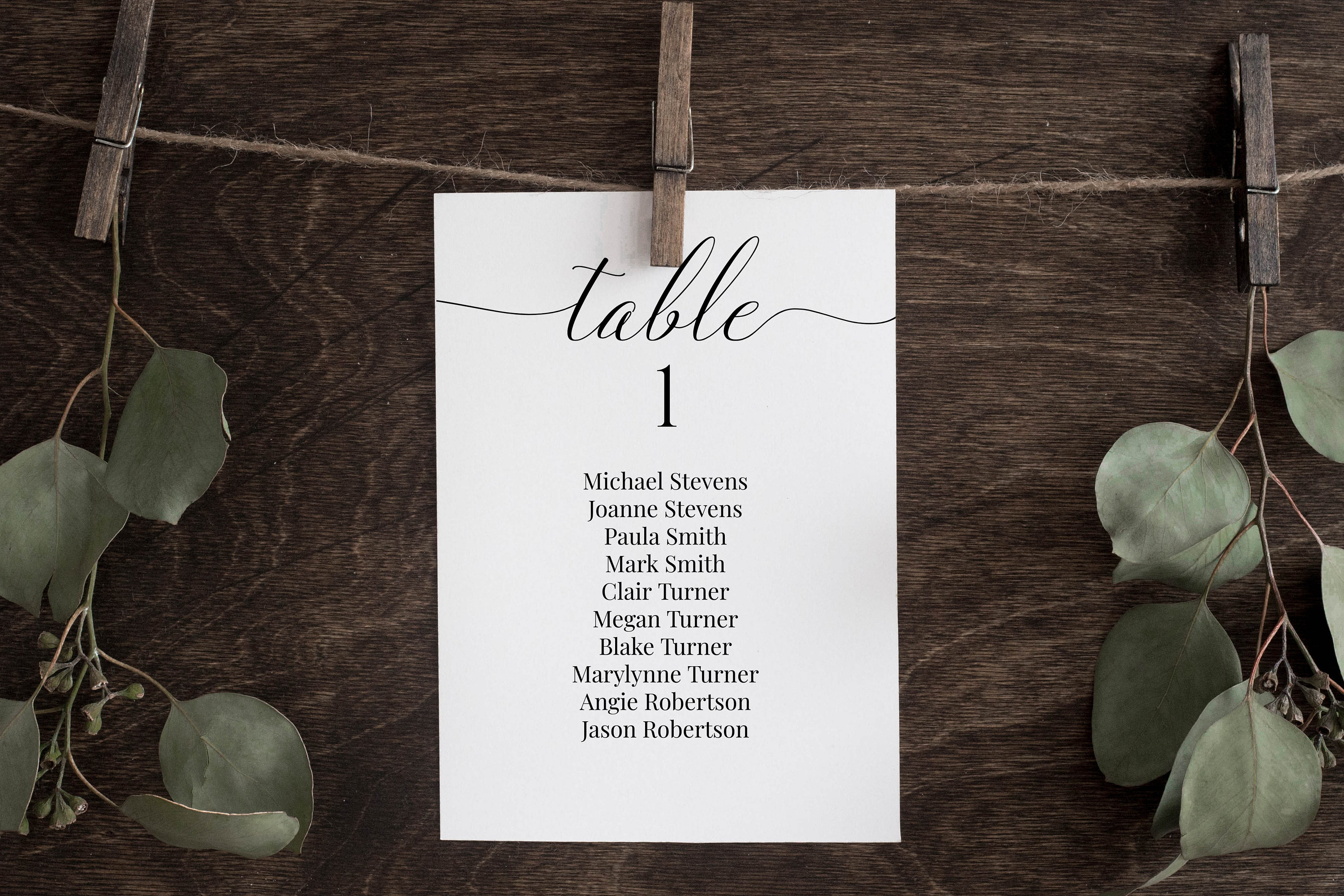 Wedding Table Seating Cards Simple Elegant Reception Seating | Etsy