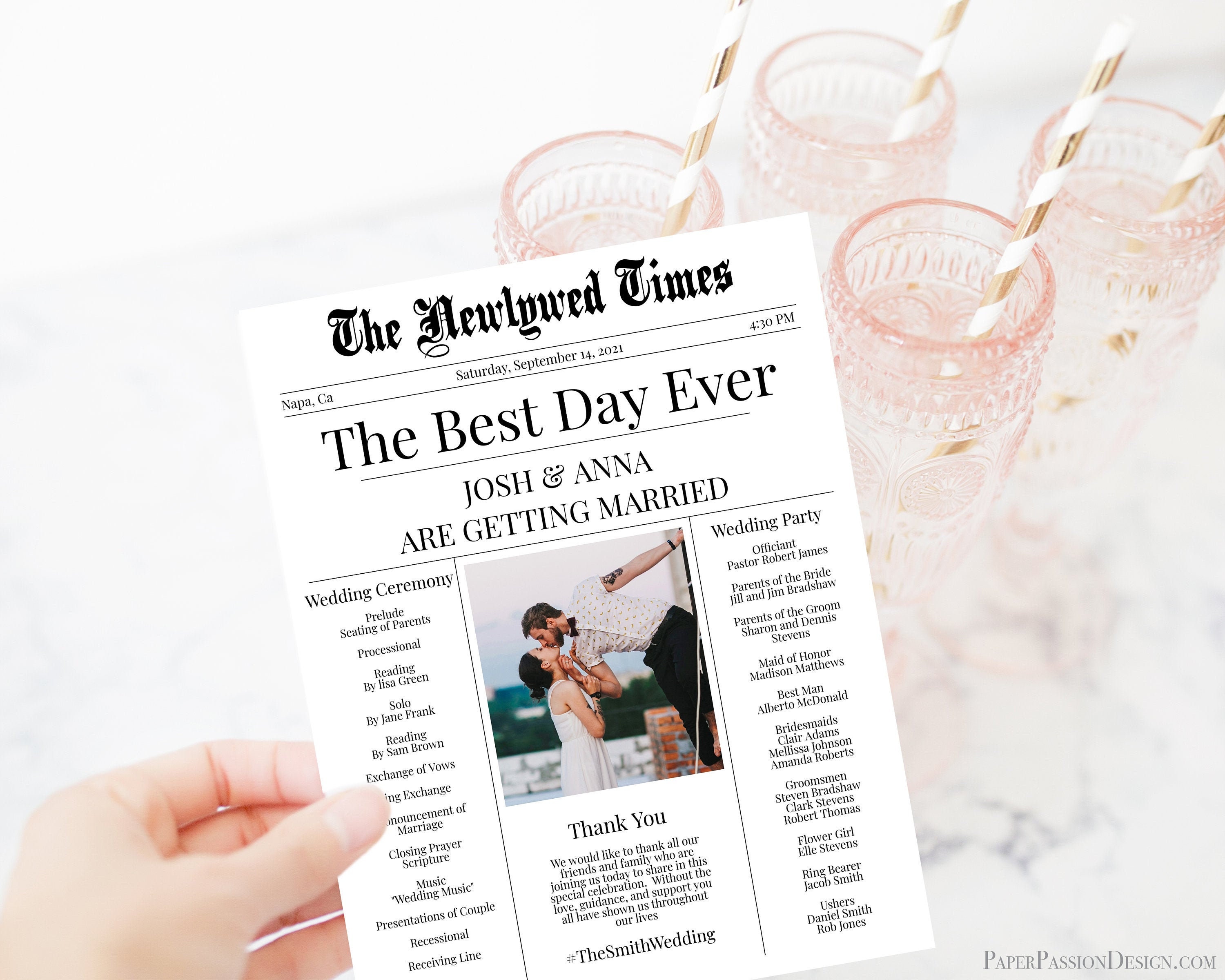 Newspaper Wedding Invitations Template Fully Editable Unique 