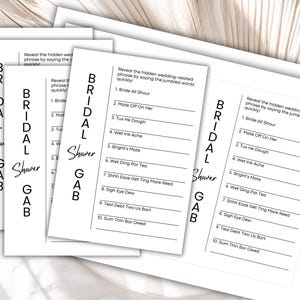 Bridal Shower Game: Wedding Phrase Gab (digital Download) 240062 - Etsy