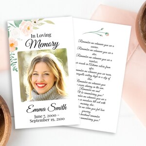 Memorial Prayer Card, Celebration of Life, in Loving Memory Funeral ...