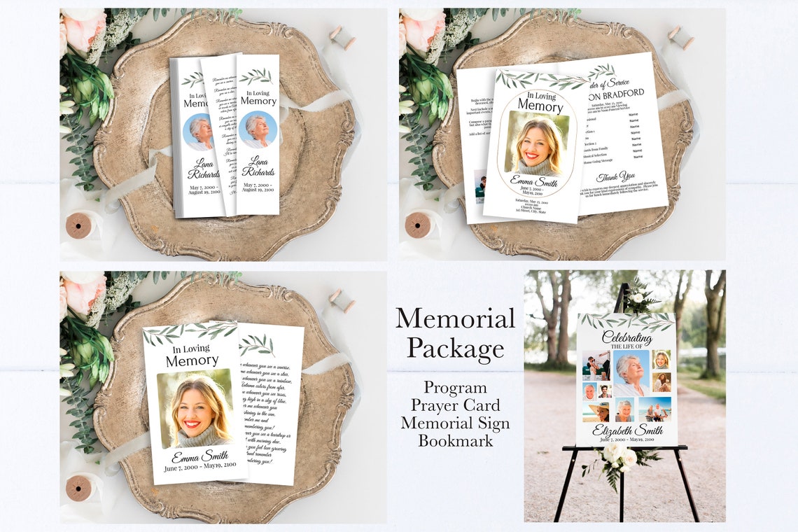 Memorial Package Welcome Sign Program Prayer Card Bookmark | Etsy