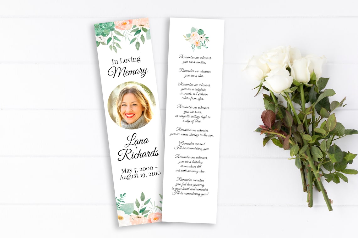 Memorial Bookmark Celebration of Life in Loving Memory - Etsy Canada
