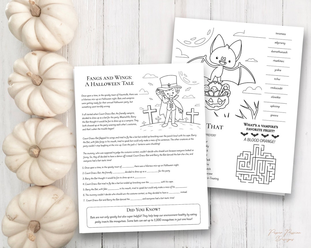 Halloween Vampire Story Activity Sheet: Kids Classroom Party Games ...