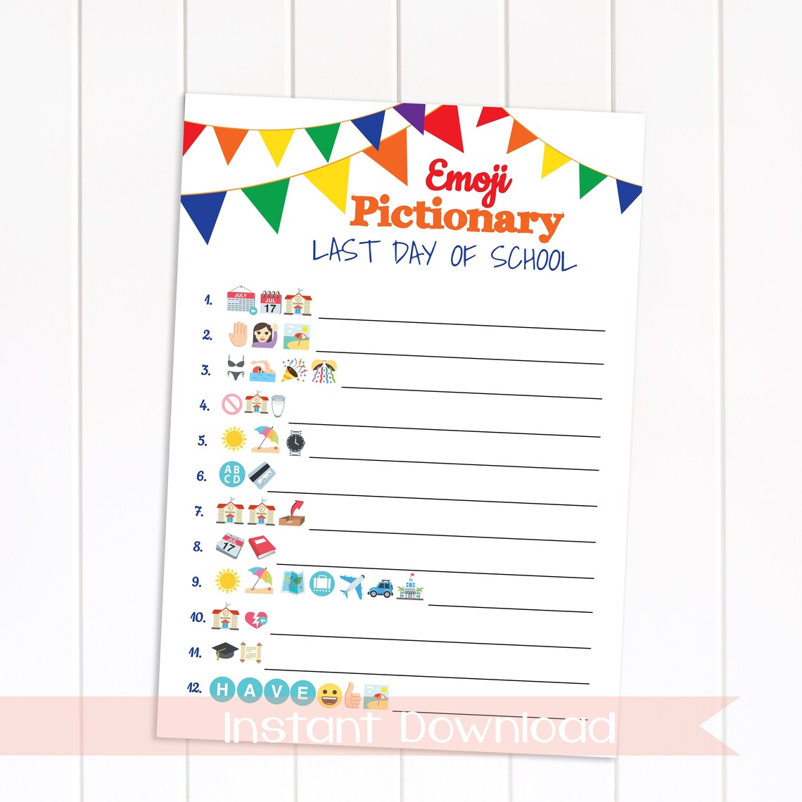 End of the Year School Party Game Printable Emoji Pictionary - Etsy