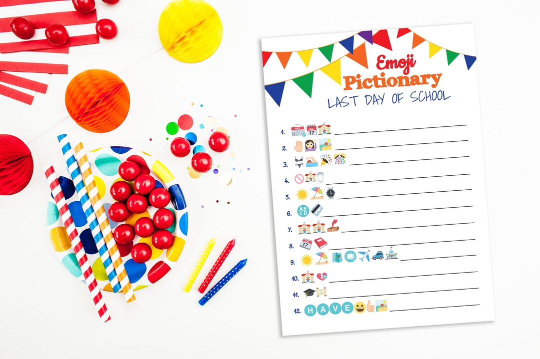 End of the Year School Party Game Printable, Emoji Pictionary, Zoom ...
