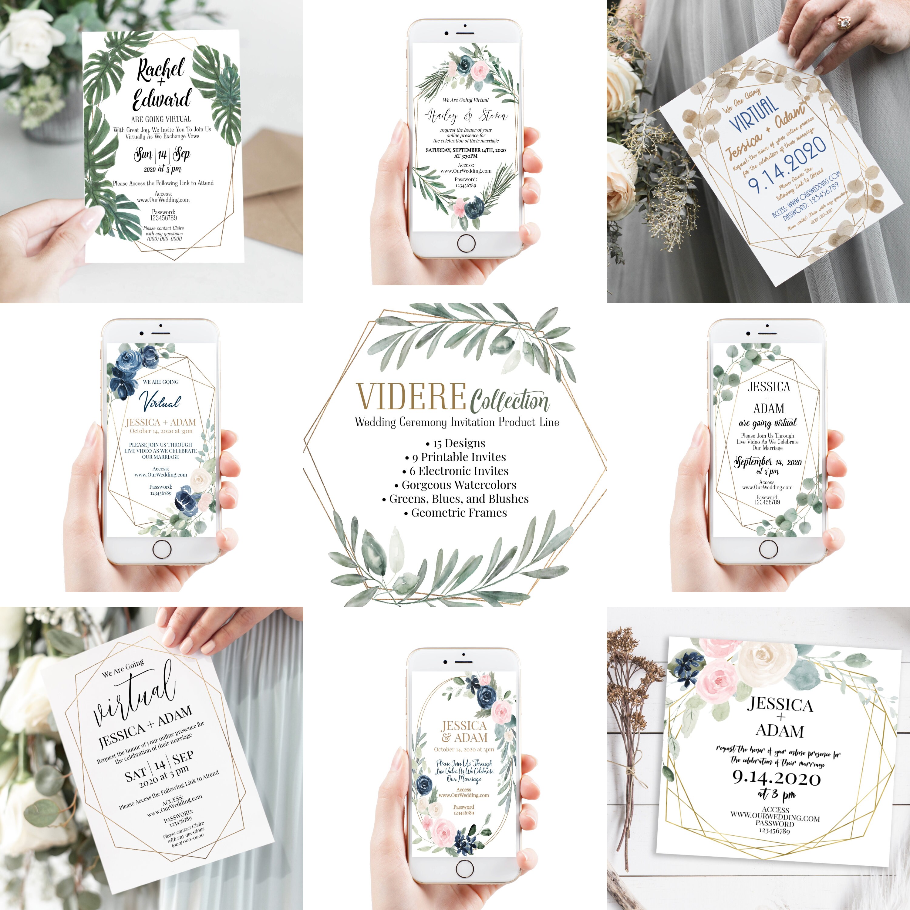 Virtual Wedding Invitation Black Virtual Invitation Invite | Etsy