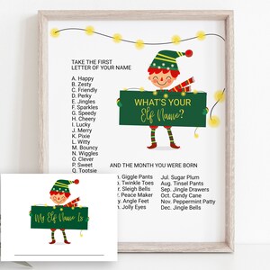 What's My Elf Name Game Holiday Activity Sign & Card Template, Editable ...