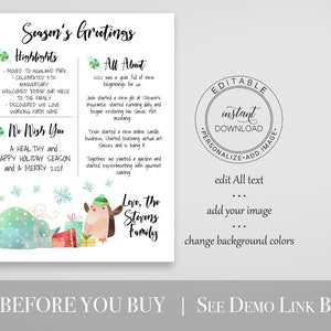 Christmas Letter Template, Christmas Card Year in Review, Christmas ...