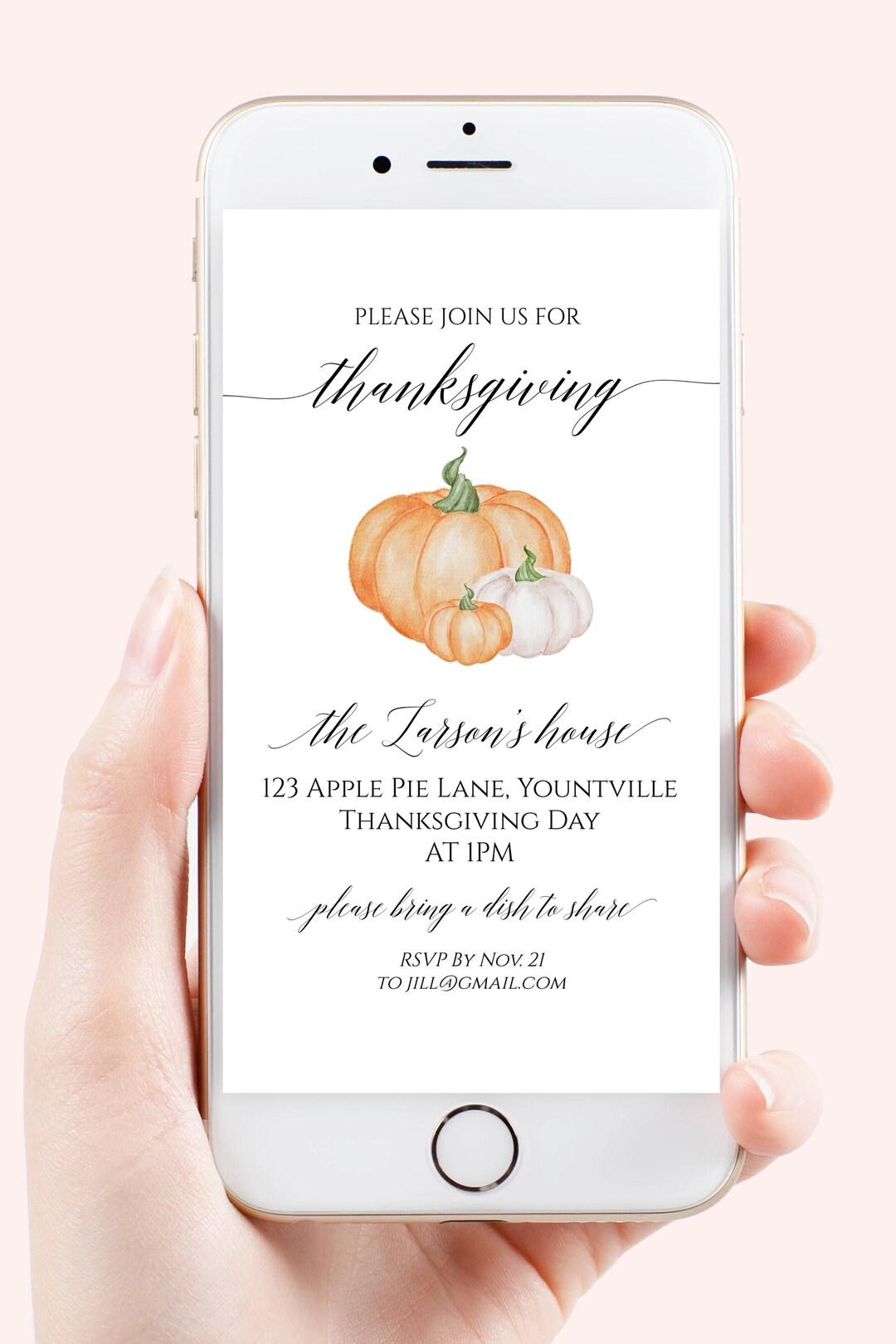 Thanksgiving Dinner Invitation, Virtual Thanksgiving Evite, Pumpkin ...