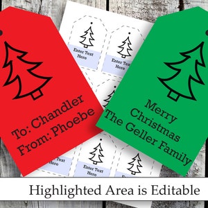 Printable Christmas Tree Gift Tag~printable Holiday Label~christmas ...