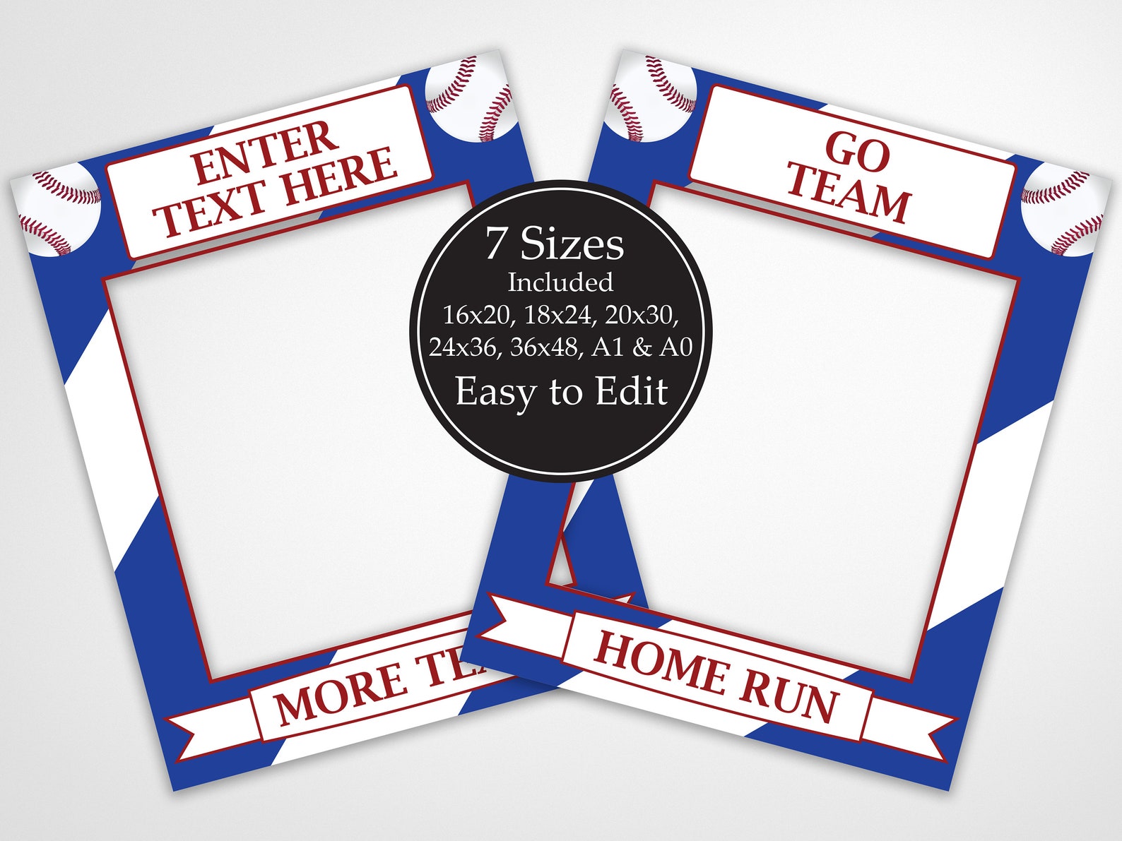 Editable Blue Baseball Photo Prop Frame Blue Photo Booth | Etsy