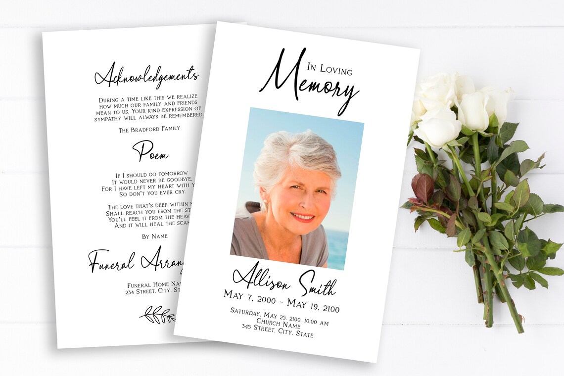 Memorial Program Celebration of Life in Loving Memory Order - Etsy