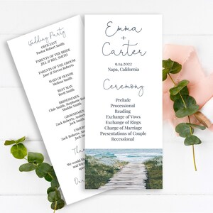 Beach Wedding Program Template, Ocean Theme Order of Events, Ceremony ...