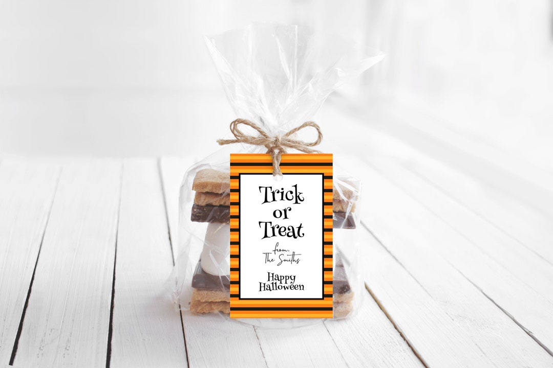 Trick or Treat Favor Tag Editable Treat Bag Tag Halloween Party Favor ...