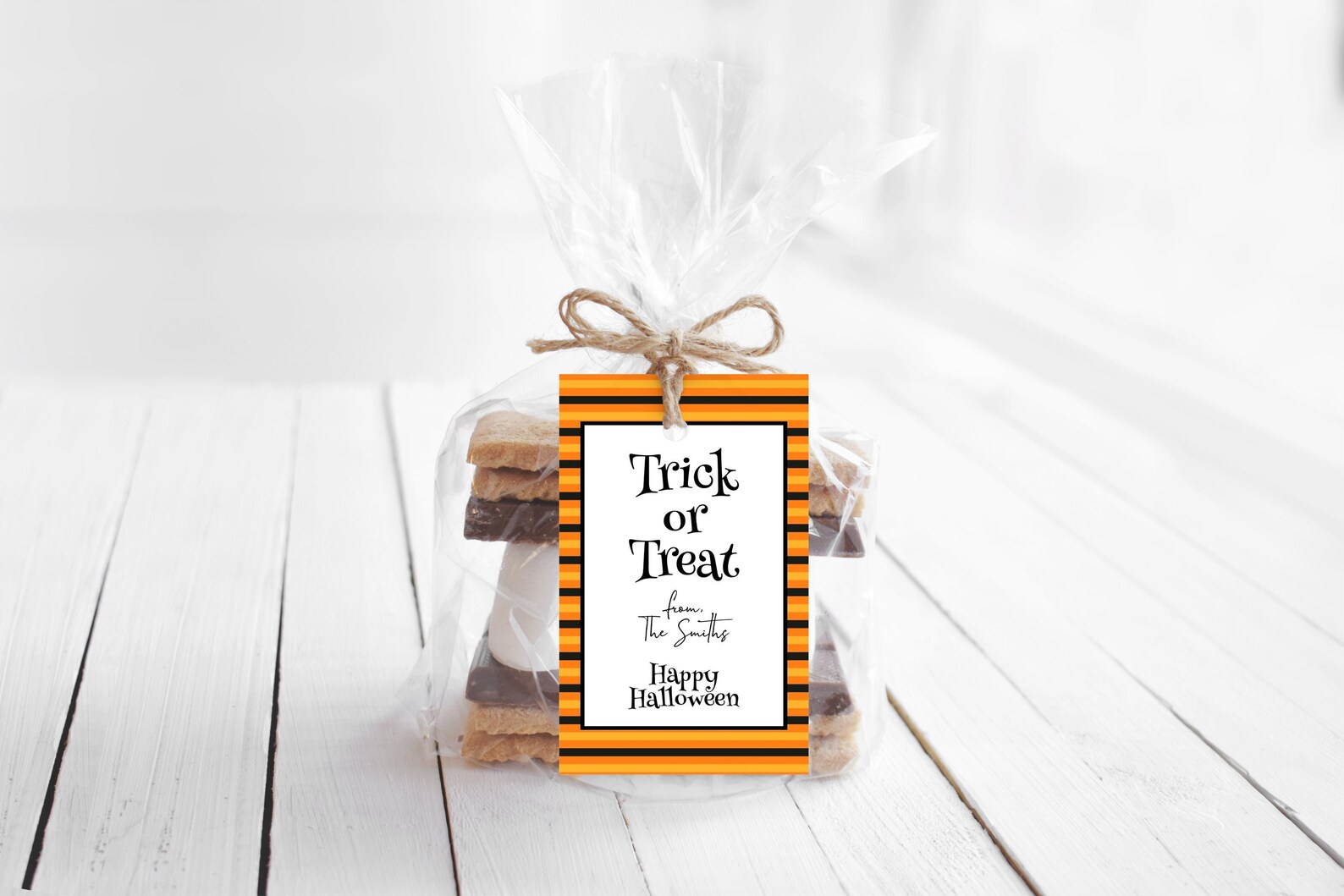 Trick or Treat Favor Tag Editable Treat Bag Tag Halloween - Etsy