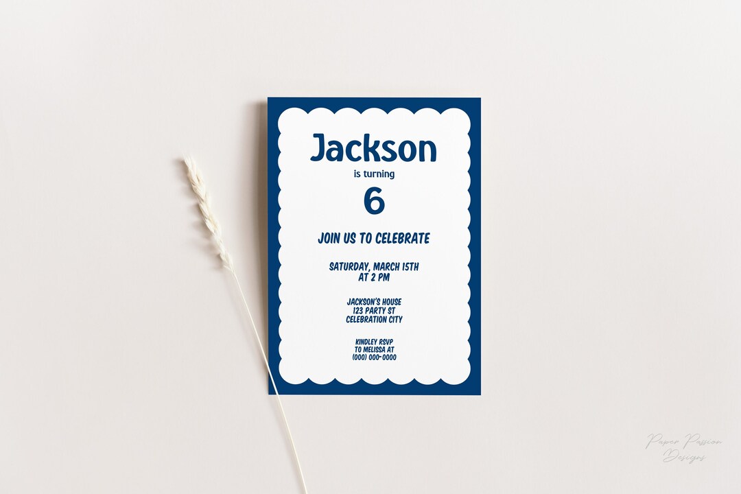 Blue Children Birthday Party Invitation Template, Kids Birthday ...
