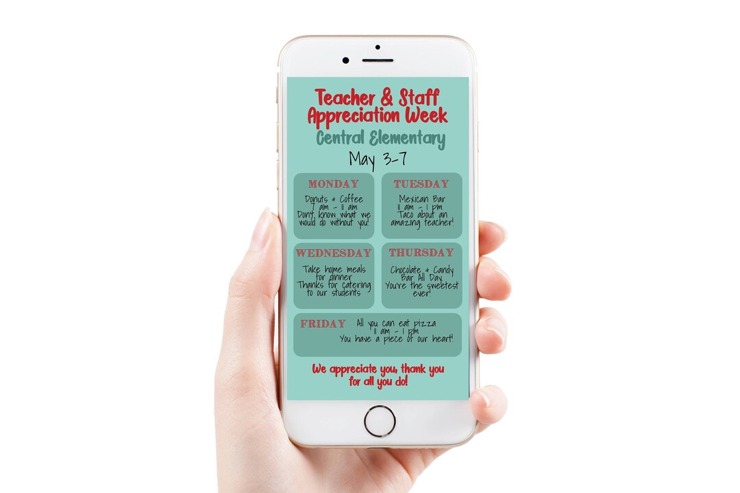 Virtual Teacher Appreciation Itinerary, Daily Events, Electronic ...