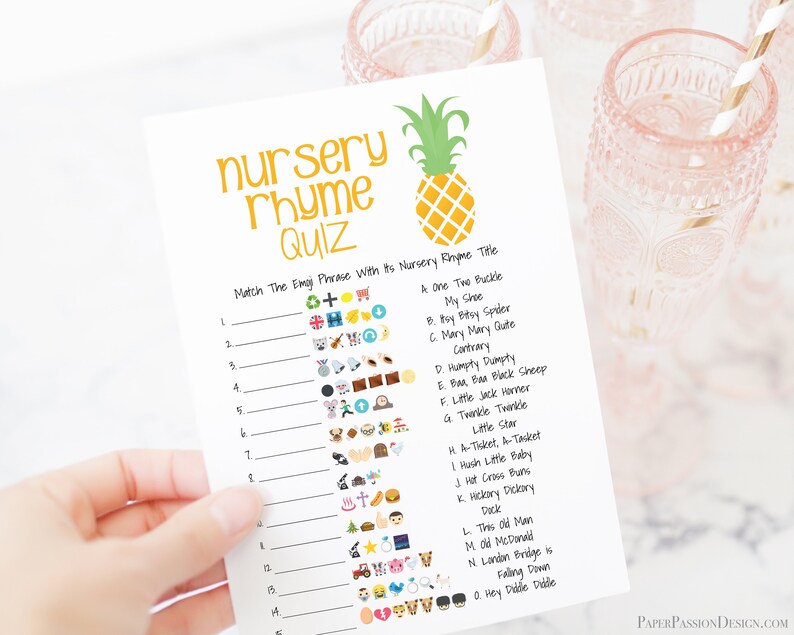 Emoji Nursery Rhyme Quiz, Pineapple Theme, Gender Neutral Theme ...