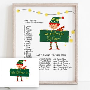 What's My Elf Name Game Holiday Activity Sign & Card Template, Editable ...