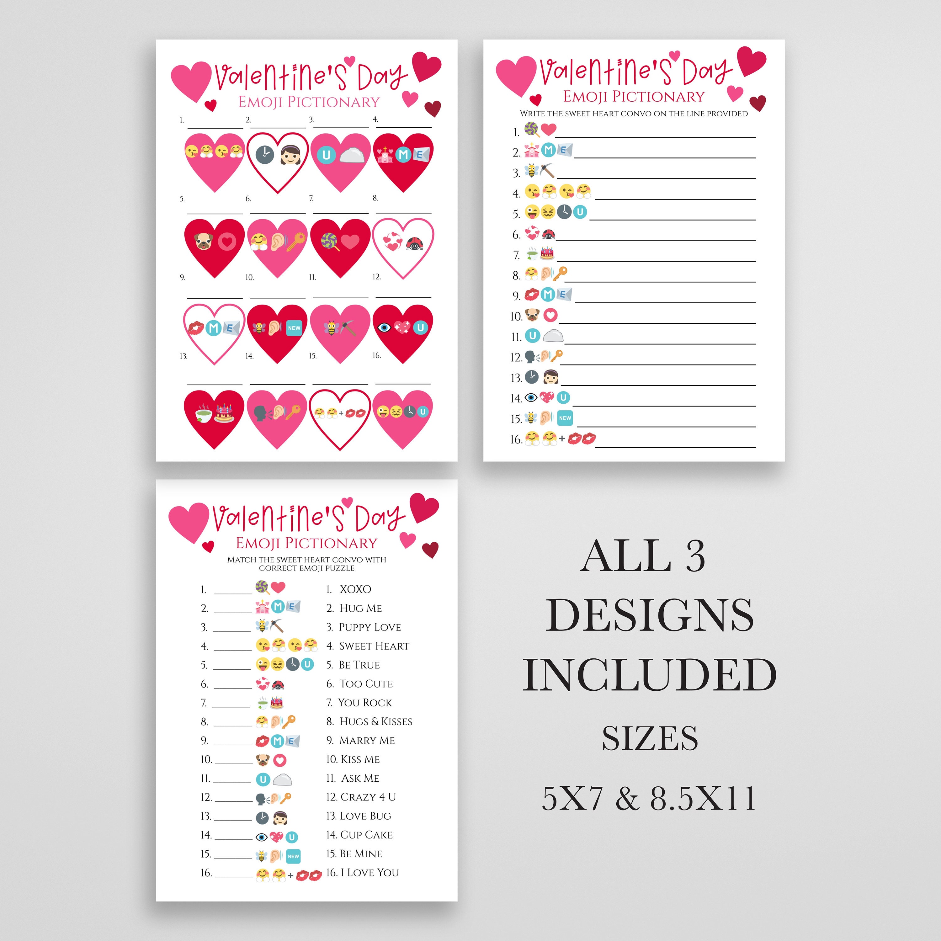 Valentine Conversation Heart Emoji Pictionary Zoom School | Etsy