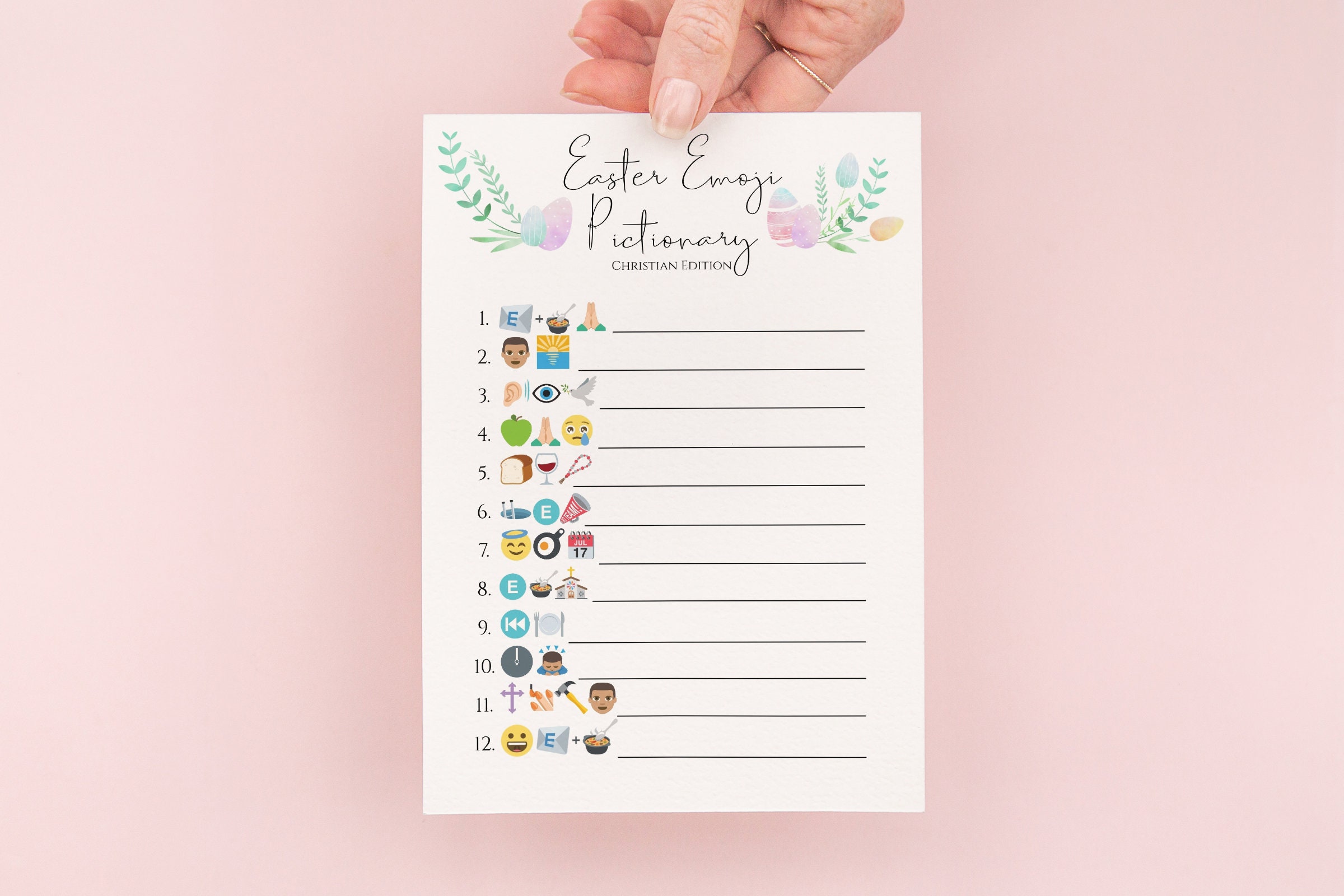 Easter Party Game Printable, Bible Emoji Pictionary, Zoom Christian ...