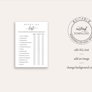 Bridal Shower Game, Honey Do List Game, Couple Shower, Minimalist ...