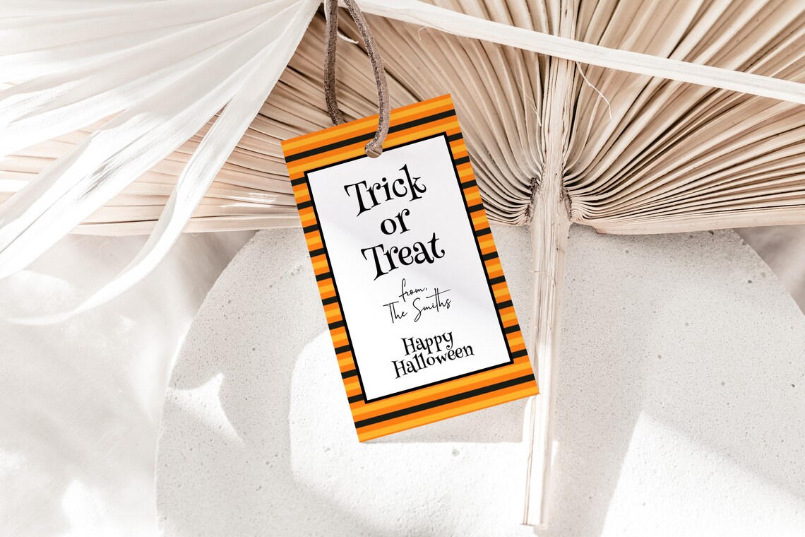 Trick or Treat Favor Tag Editable Treat Bag Tag Halloween - Etsy