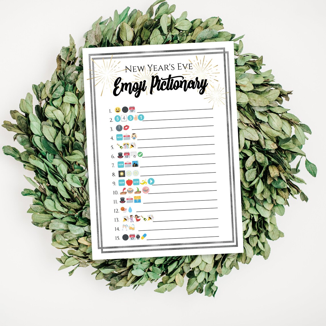 New Year's Eve Emoji Pictionary New Year Party Silver - Etsy