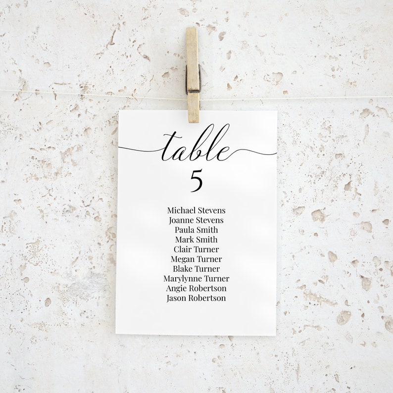 Wedding Table Seating Cards Simple Elegant Reception Seating - Etsy