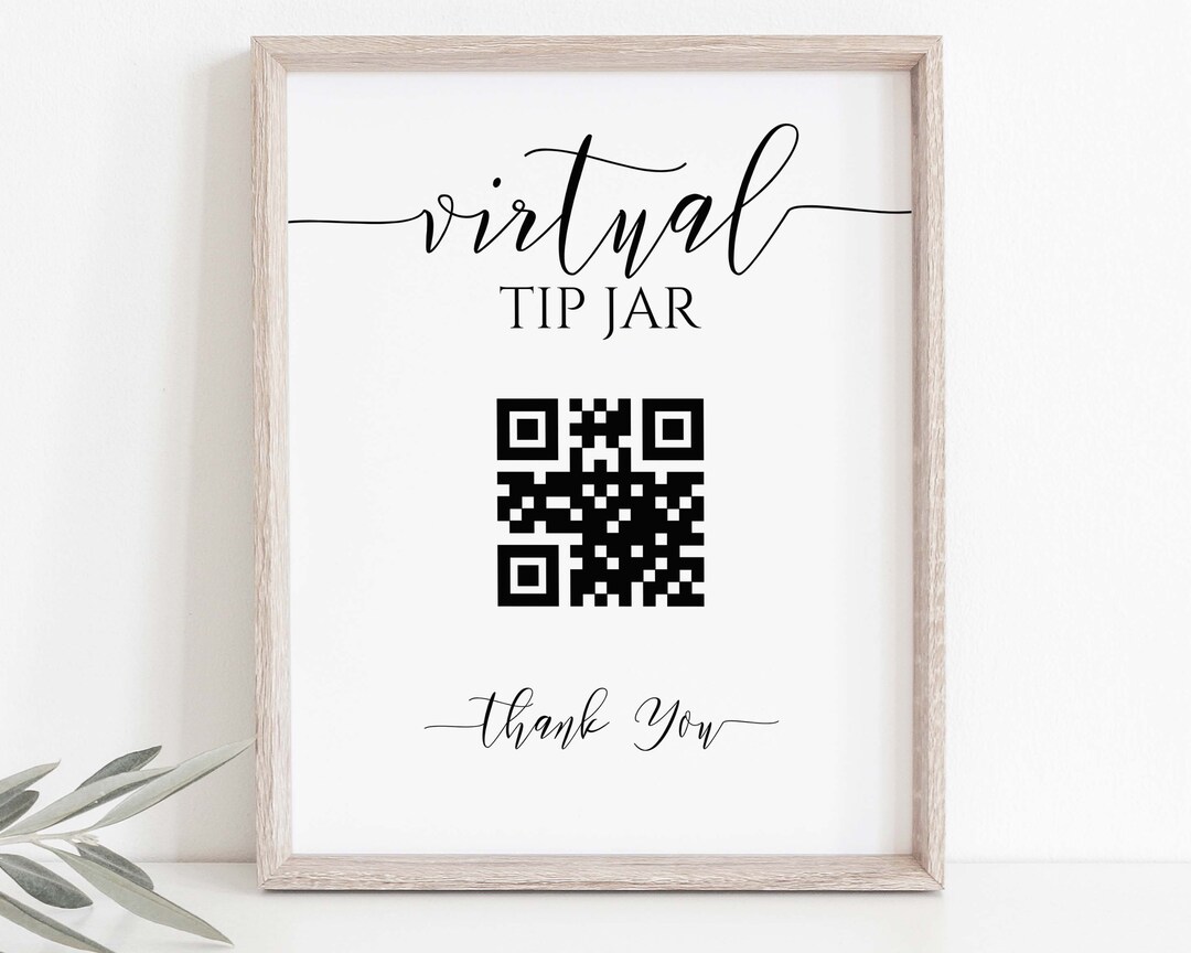 Editable Virtual Tip Jar Sign: QR Code Template PPW0550 - Etsy