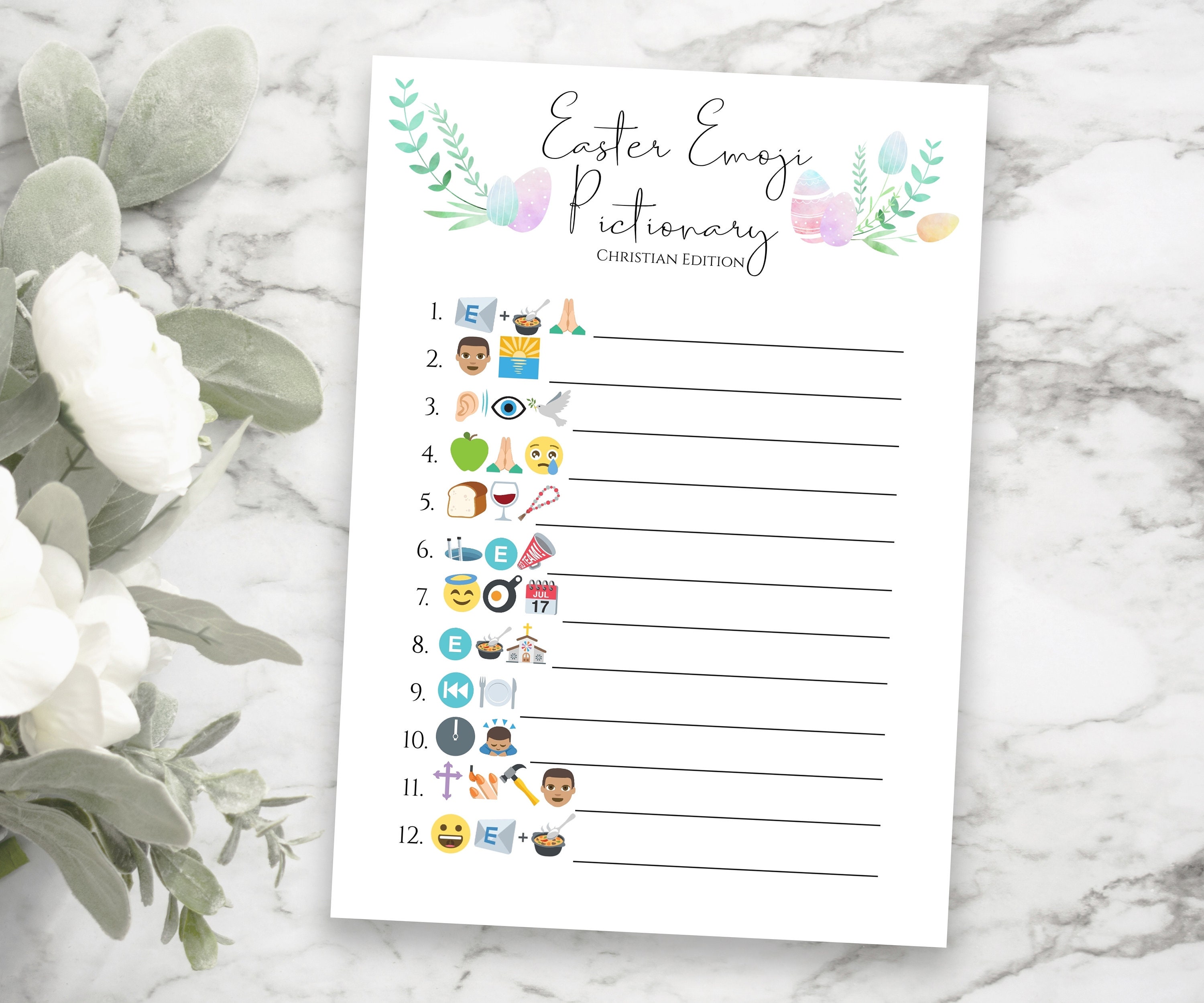 Easter Party Game Printable, Bible Emoji Pictionary, Zoom Christian ...