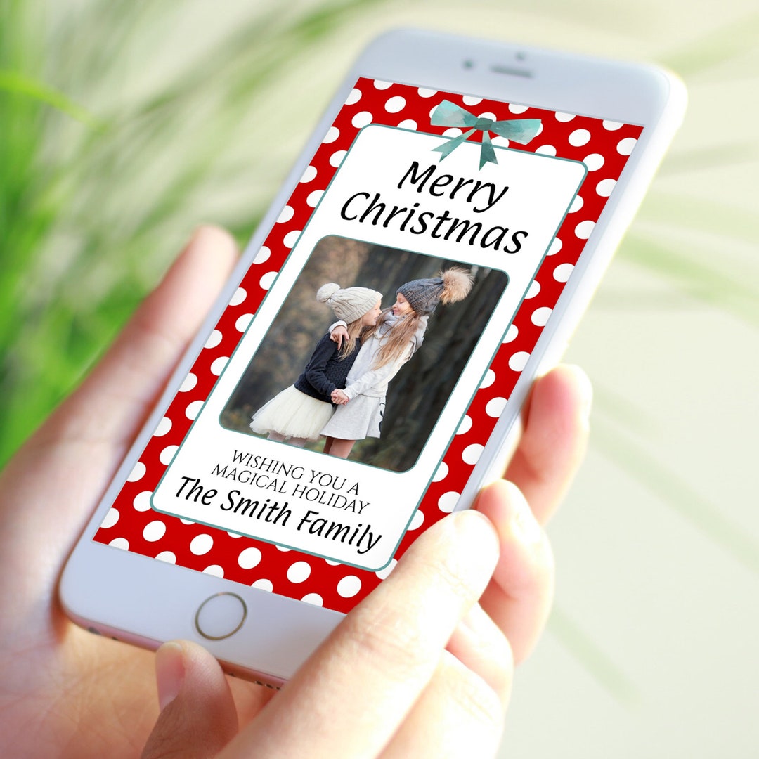 Christmas Electronic Photo Card, Merry Christmas Text Message, Polka ...