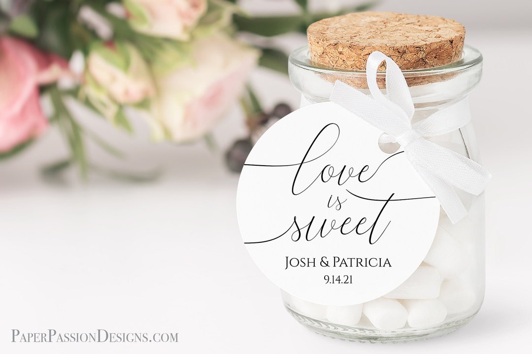 Round Wedding Tag Label, Bridal Shower Favor Sticker Template, Rustic ...