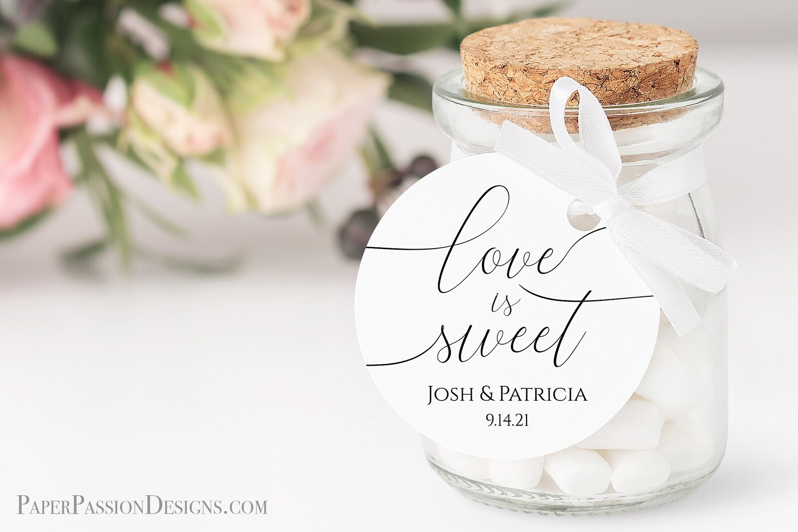 Round Wedding Tag Label Bridal Shower Favor Sticker Template - Etsy