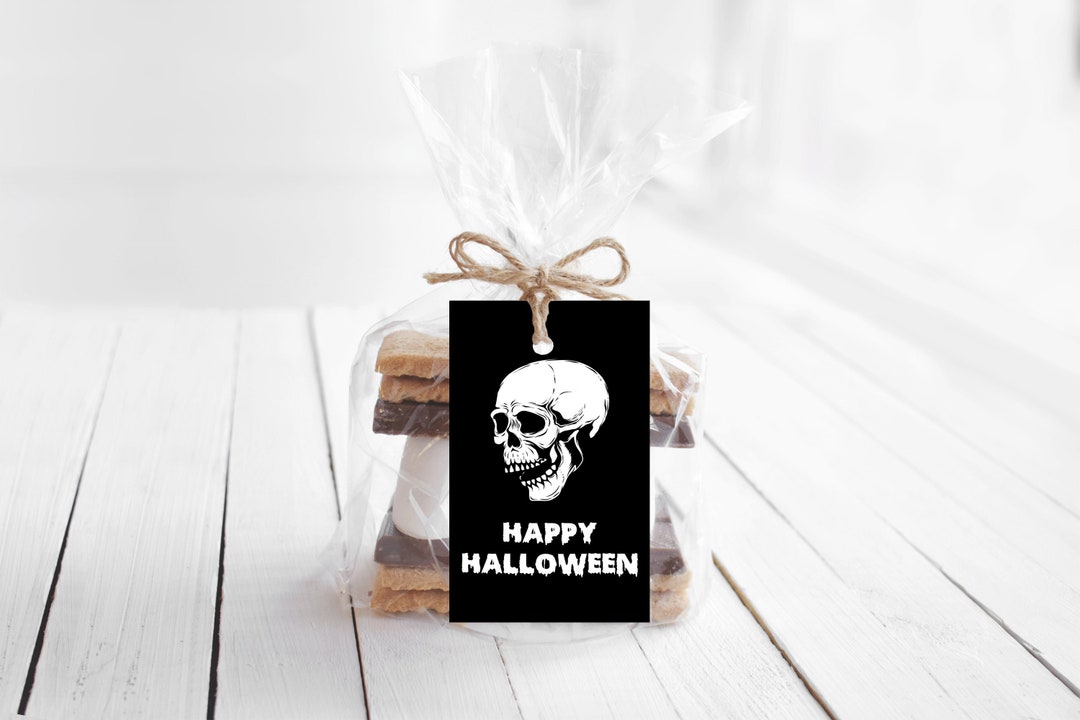 Halloween Favor Tag Editable Treat Bag Tag Halloween Party Favor Skull ...