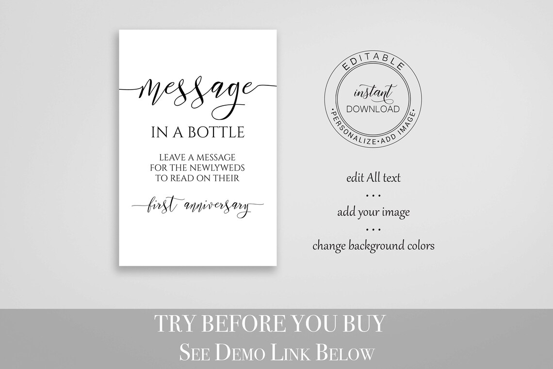 Message in a Bottle Sign Template Advice Sign Shower | Etsy
