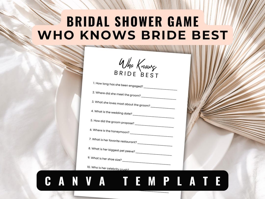 Bridal Shower Game Who Knows Bride Best, Digital Download, Bachelorette ...