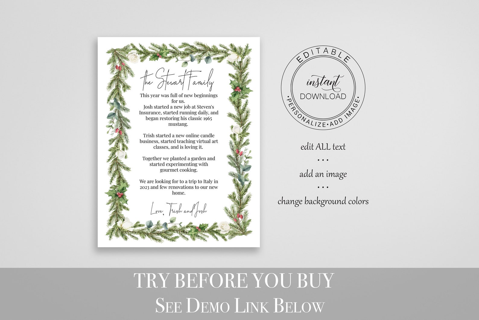 Christmas Letter Template Year in Review Christmas - Etsy