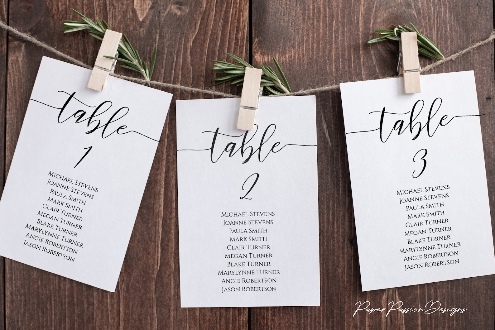 Wedding Seating Table Cards, Poster, Elegant Calligraphy Display 100% ...