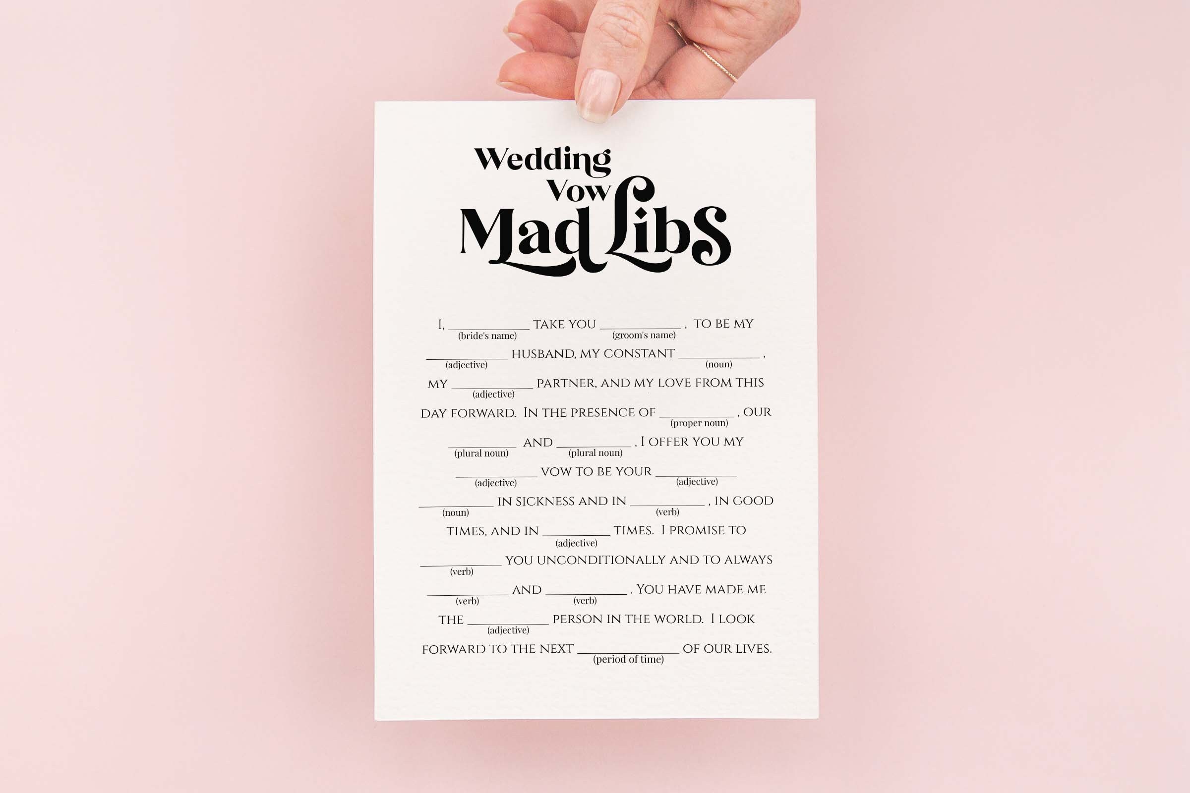 Wedding Vow Mad Libs Game Template Retro Bridal Weekend | Etsy