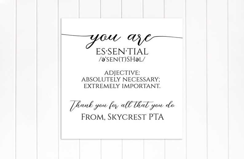 Teacher Appreciation Week Tag Essential Definition Gift Tag | Etsy