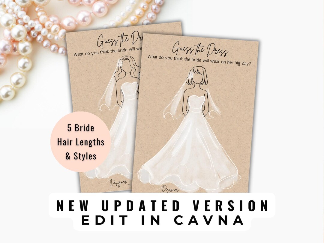 Editable Bridal Shower Game Guess the Dress, Digital Download ...