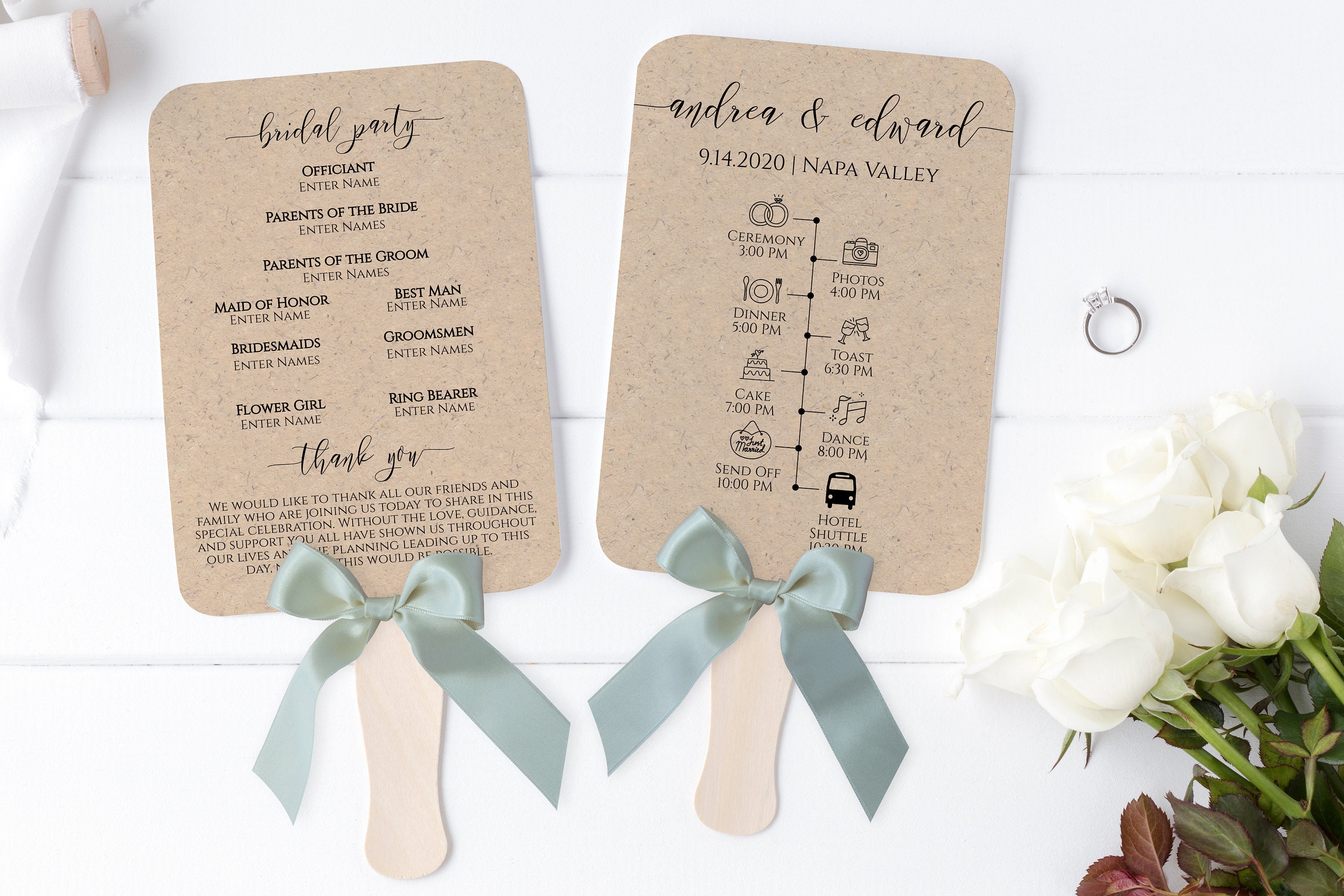 Wedding Fan Program Timeline Wedding Order of Events | Etsy
