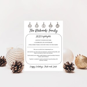 Christmas Letter Template, Year in Review, Christmas Newsletter, Family ...