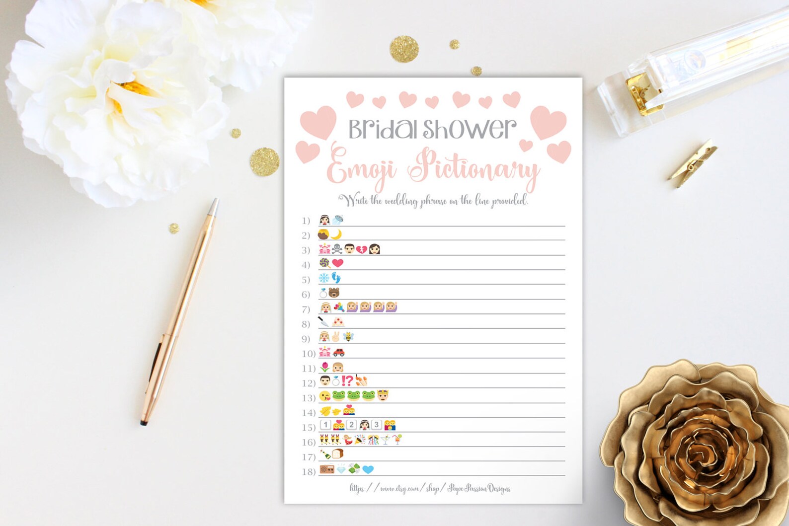 Bridal Shower Pictionary Game Pink and Silver Bridal Shower - Etsy