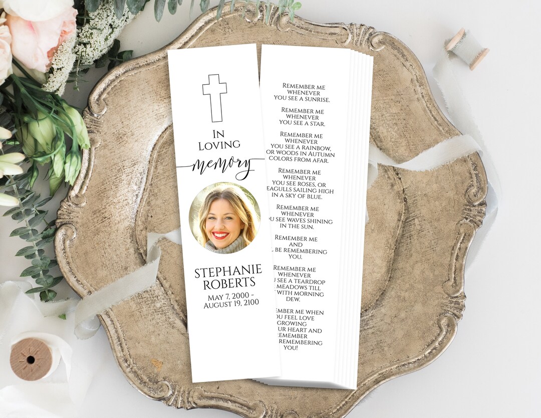 Memorial Bookmark Cross in Loving Memory Funeral Poem Card - Etsy