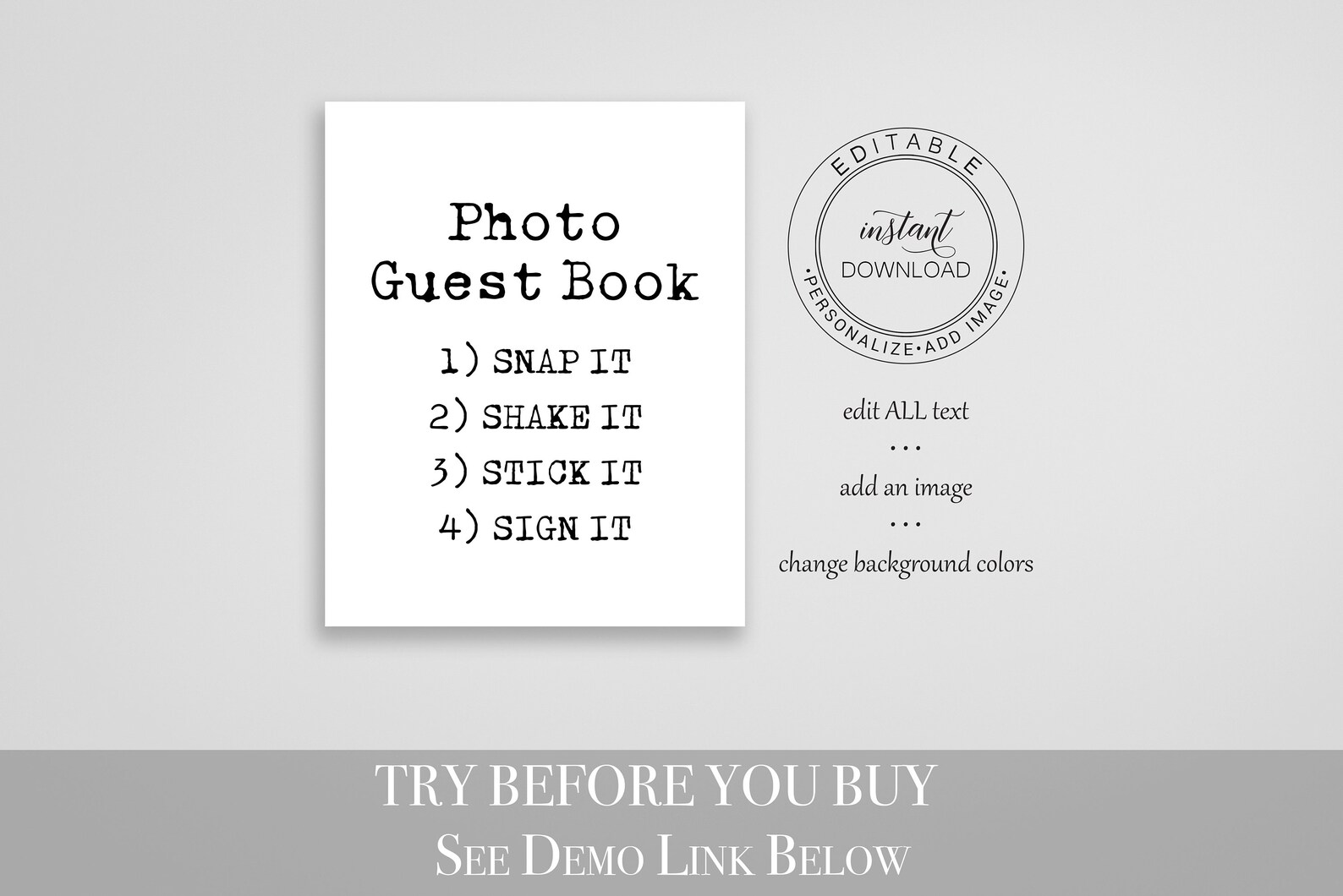 Photo Guest Book Sign Template Wedding Editable Sign - Etsy