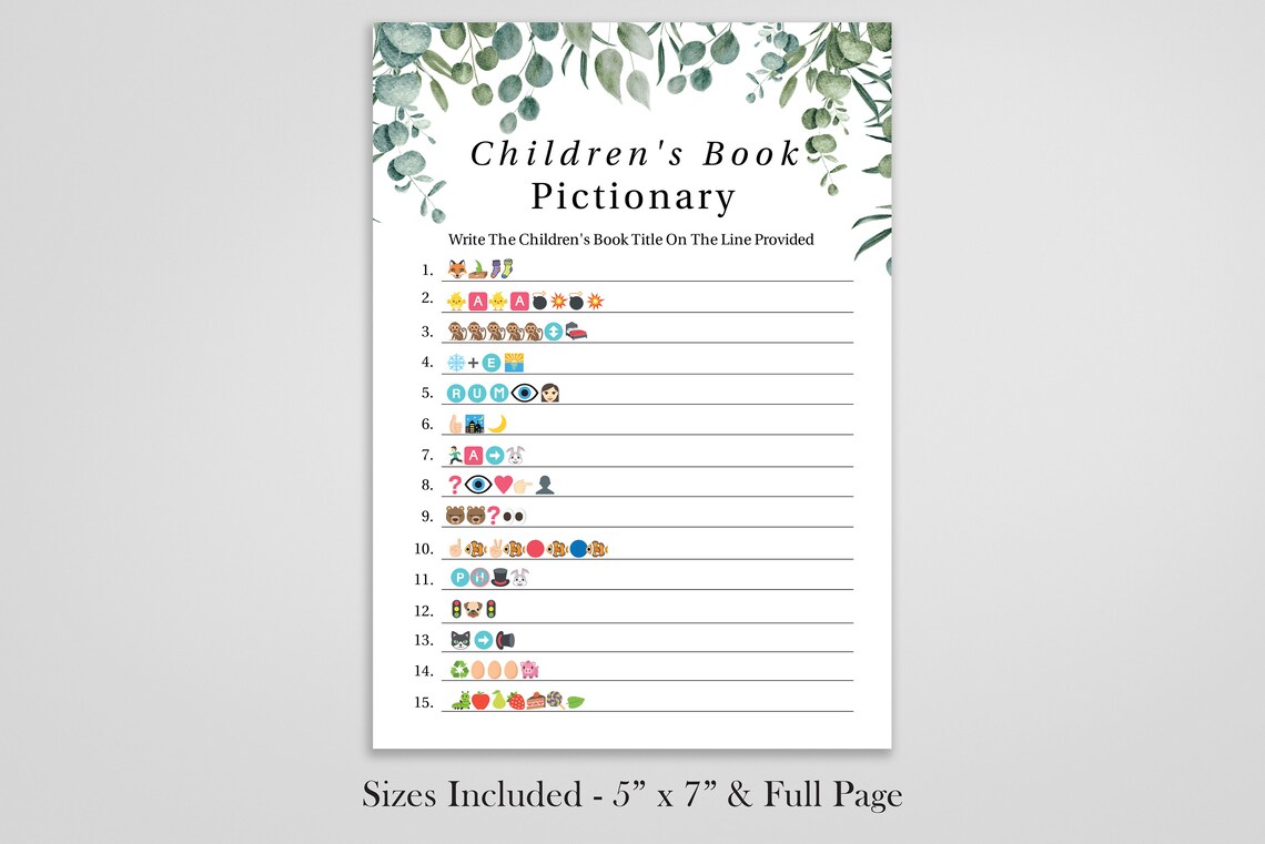 Children's Book Emoji Pictionary Greenery Eucalyptus Baby - Etsy